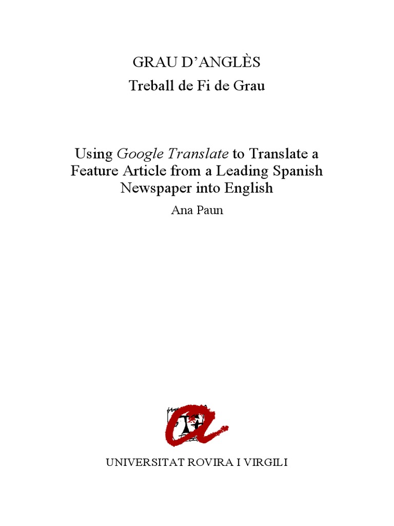 Treball de Fi de Grau. Ana Paun | PDF | Language Mechanics | Cognitive ...