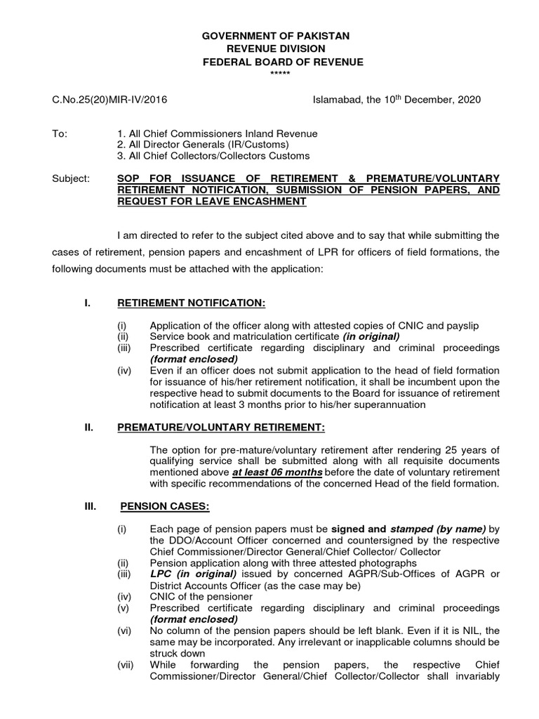 LPR Leave and Retirement SOPs | PDF | Public Law | Justice