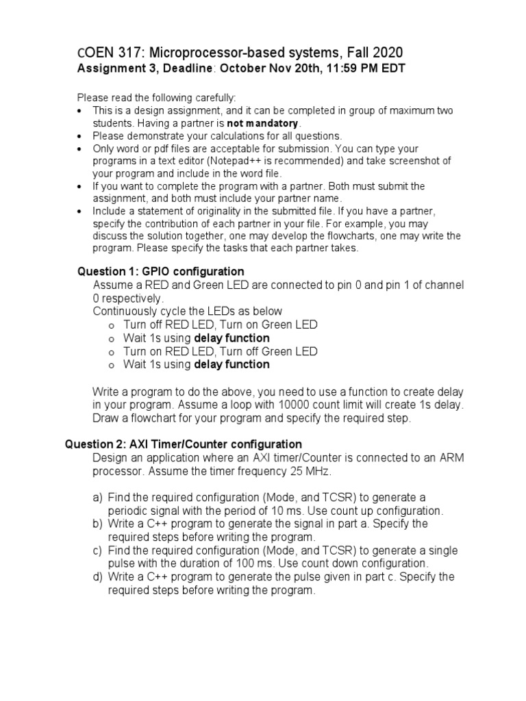 Assignment 3 Coen 317 Pdf Computer Hardware Computer Architecture