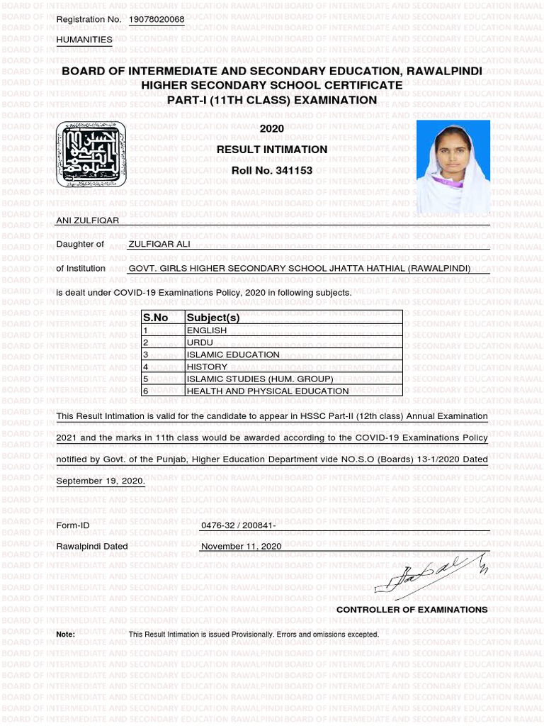 Result Card | PDF | Educational Institutions | Qualifications
