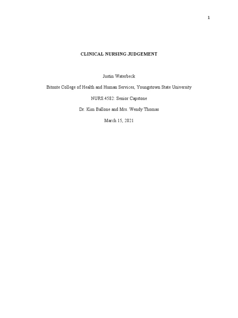 Clinical Nursing Judgment RP | PDF | Nursing | Patient