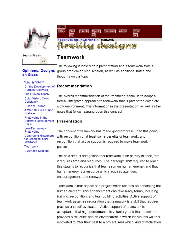 Teamwork | PDF | Psychological Concepts | Cognition