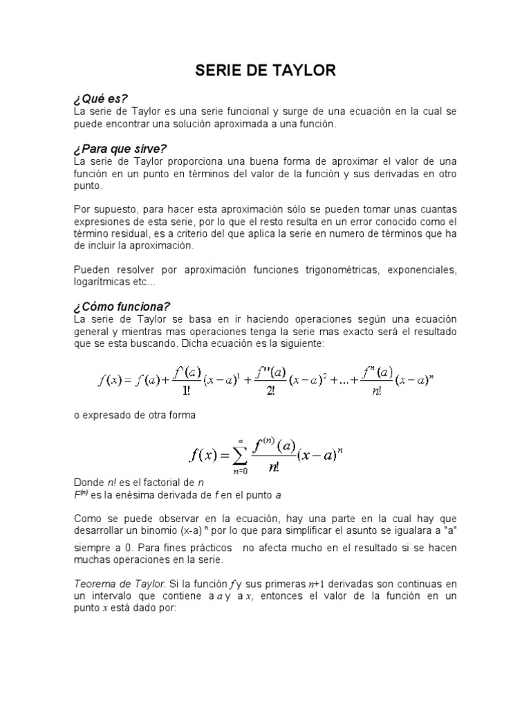 Serie de Taylor | PDF | Medición | Derivado