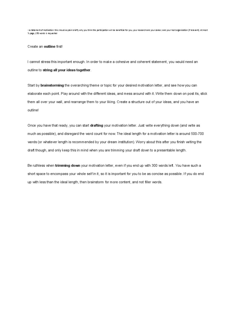A Statement of Motivation | PDF | Career & Growth