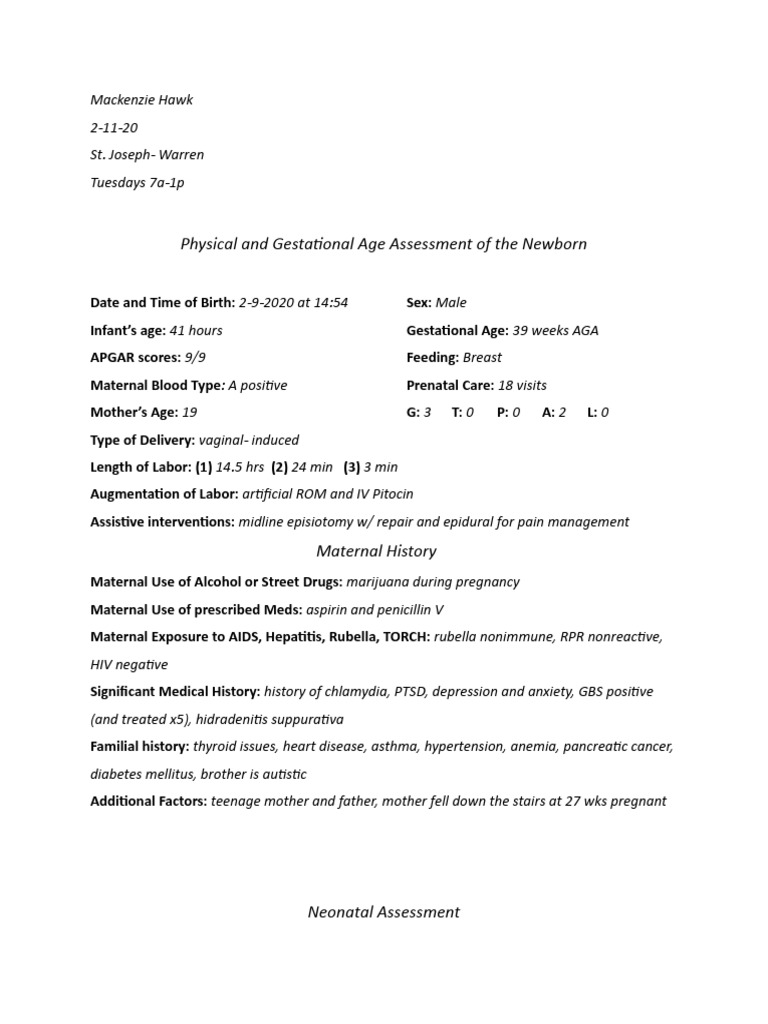 Newborn Assessment | PDF | Childbirth | Pregnancy