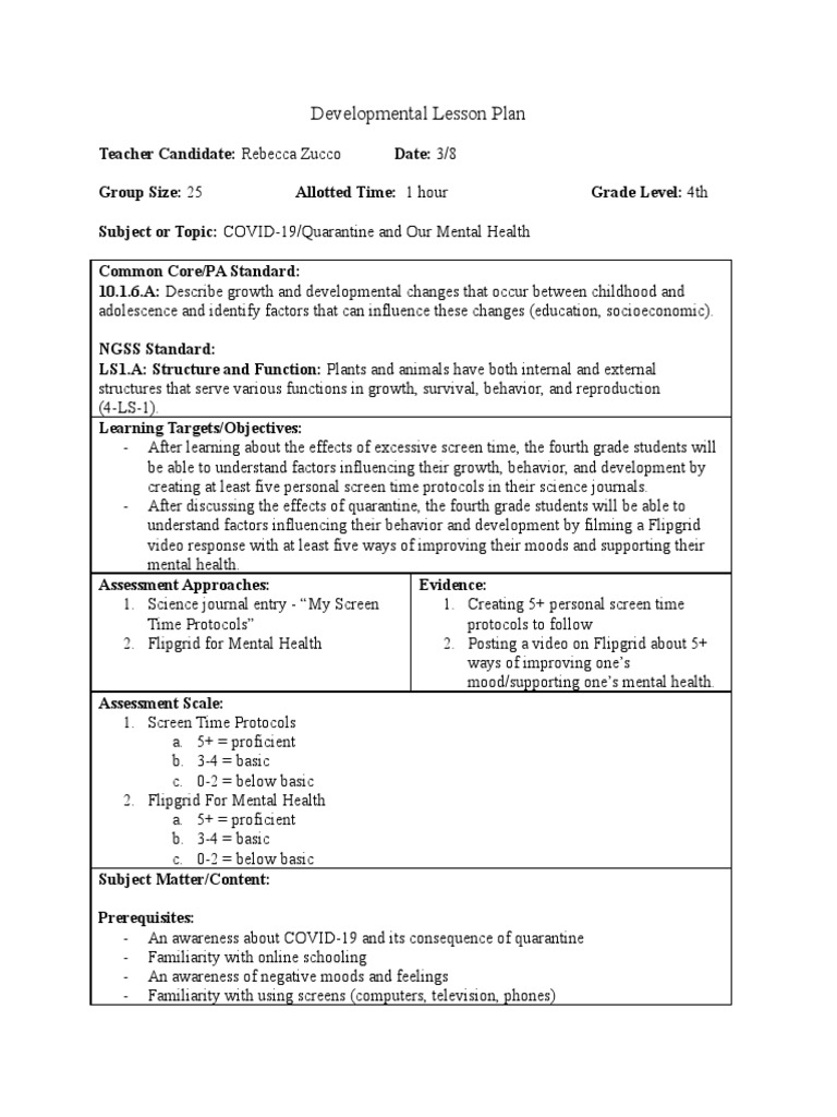 lp5 - Covid Quarantine Lesson Plan | PDF | Mood (Psychology) | Mental ...