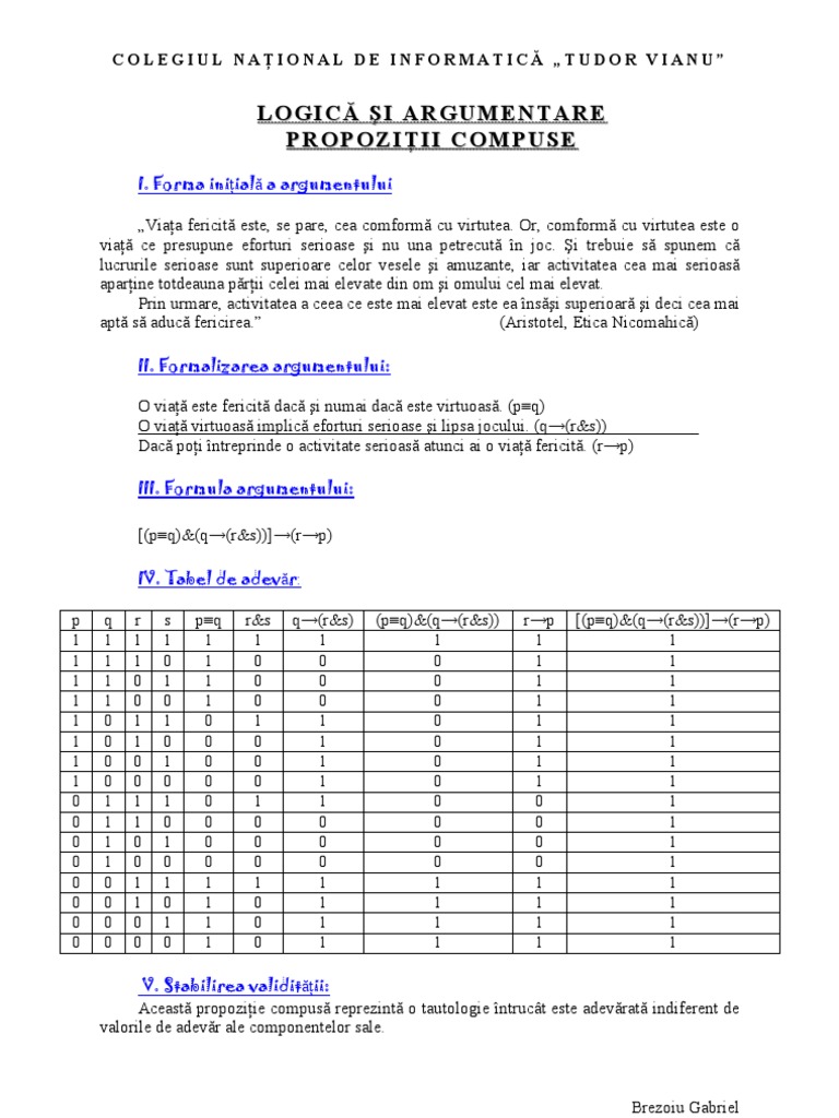 Propozitii Compuse - Logica | PDF