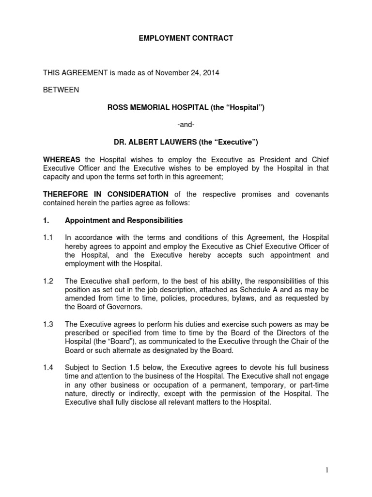 CEO Employment Agreement | Download Free PDF | Salary | Justice