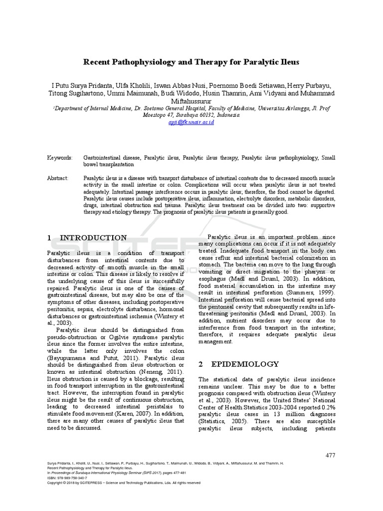 Recent Pathophysiology And Therapy For Paralytic Ileus Pdf Nausea Gastrointestinal Tract