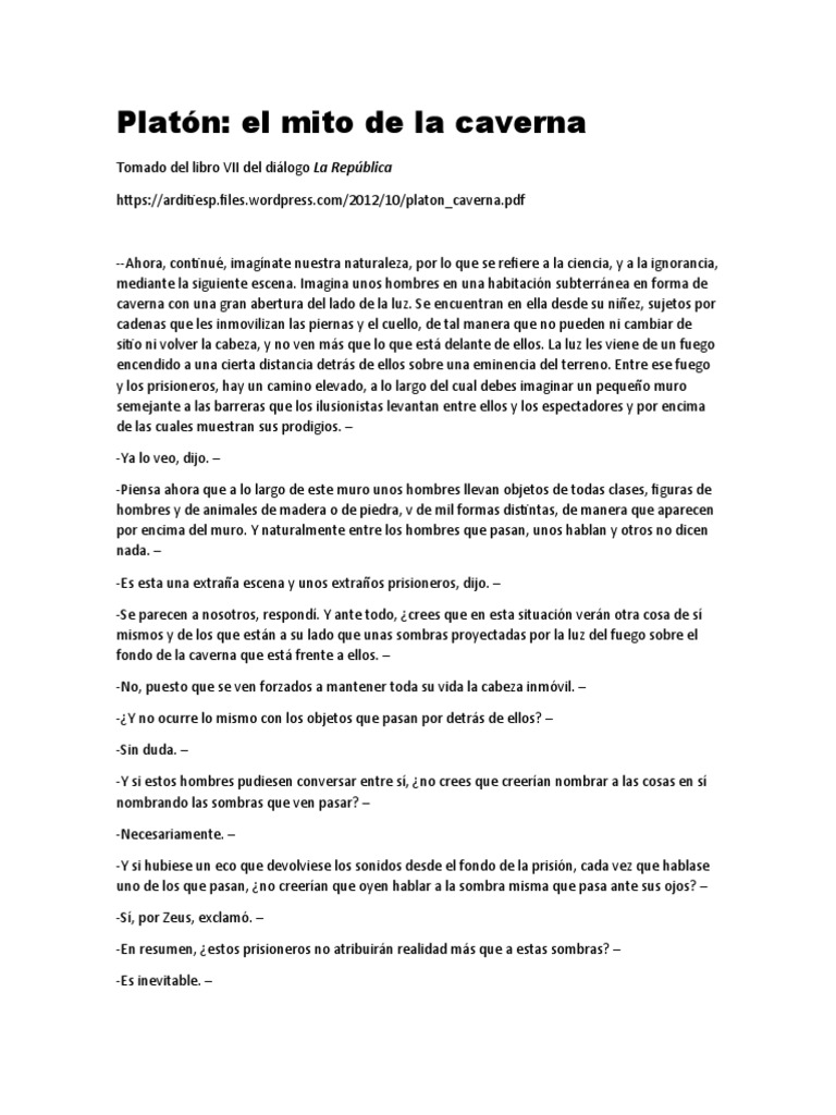El Mito de La Caverna | PDF | Dom | Platón