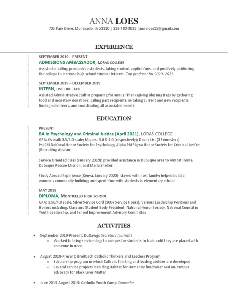 Anna Loes Current Resume | PDF