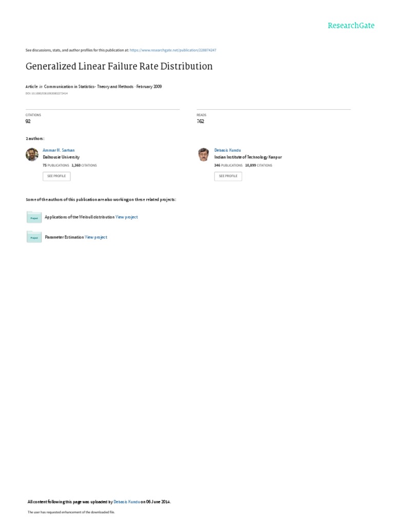 Generalized Linear Failure Rate Distribution | PDF | Mean Squared Error | Statistical Analysis