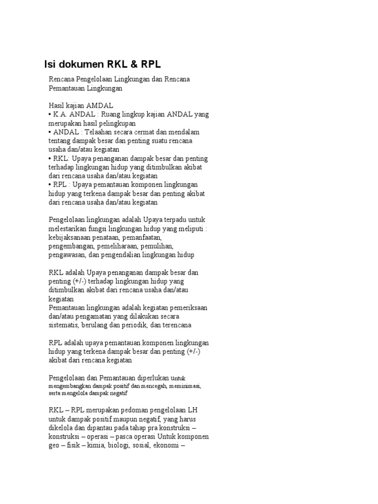 Isi Dokumen RKL | PDF | Sains & Matematika