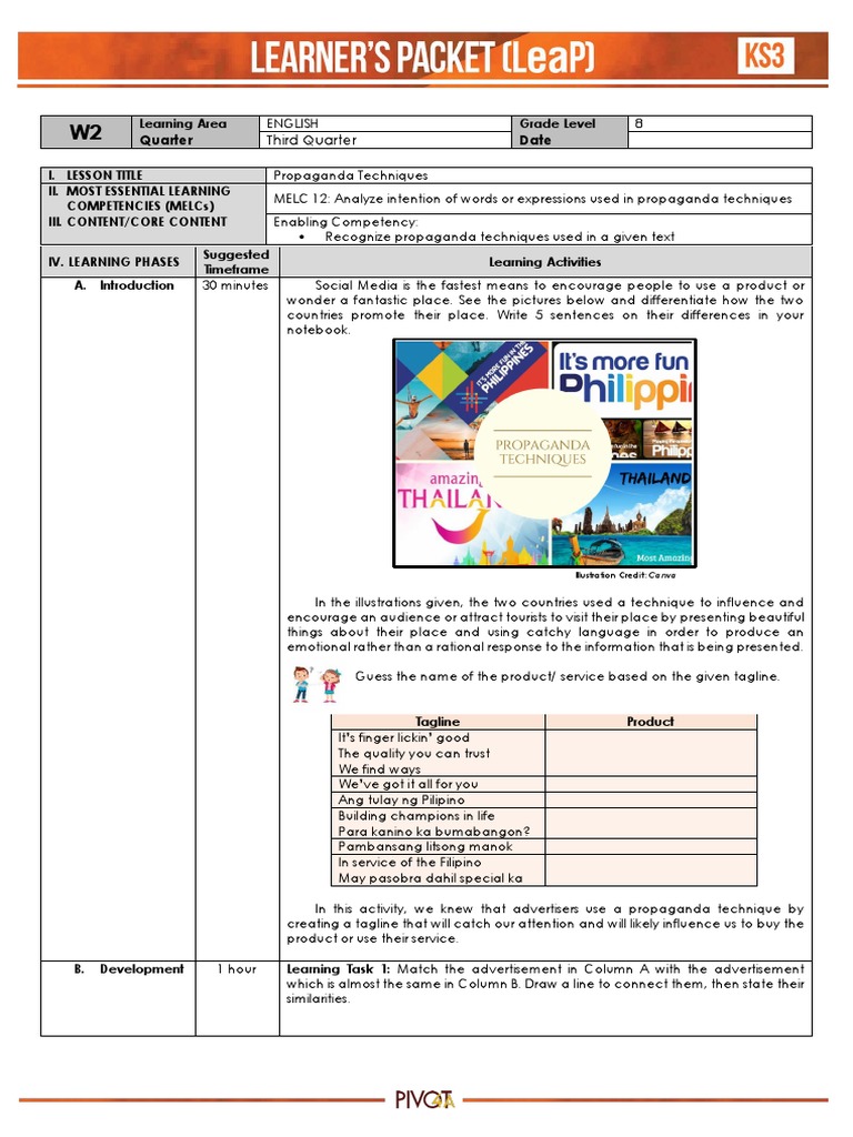 Propaganda Techniques Grade 8 | PDF | Propaganda | Advertising