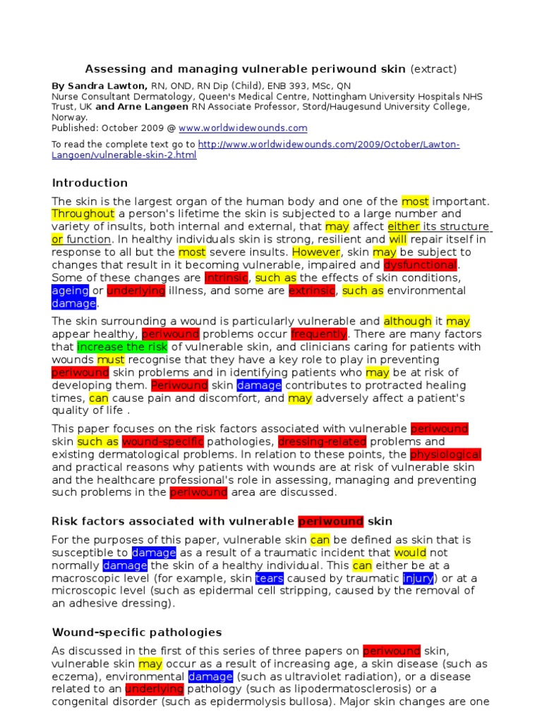 Assessing and Managing Vulnerable Periwound Skin | PDF | Wound | Dermatitis