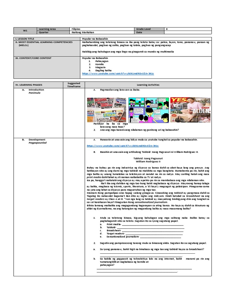 Filipino 8-Q3-Week1 | PDF