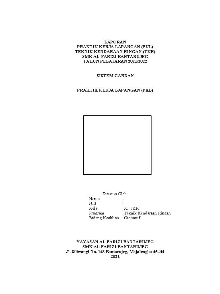 Laporan PKL Sistem Gardan | PDF | Karier & Perkembangan | Teknologi & Rekayasa