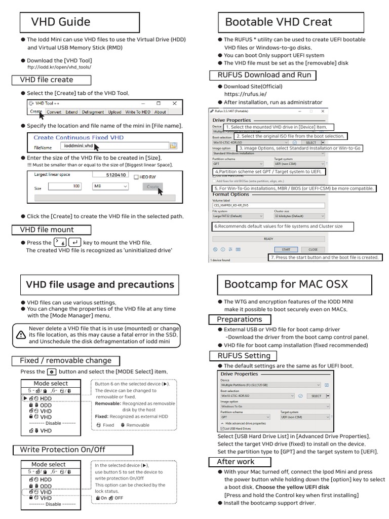 VHD Tool Guide for IODD Mini Users | PDF | Booting | Hard Disk Drive