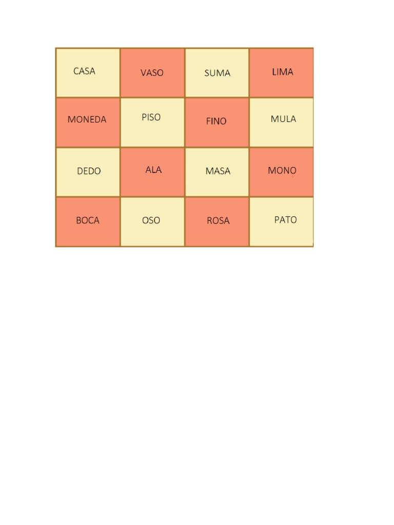 Bingo de Palabras | PDF