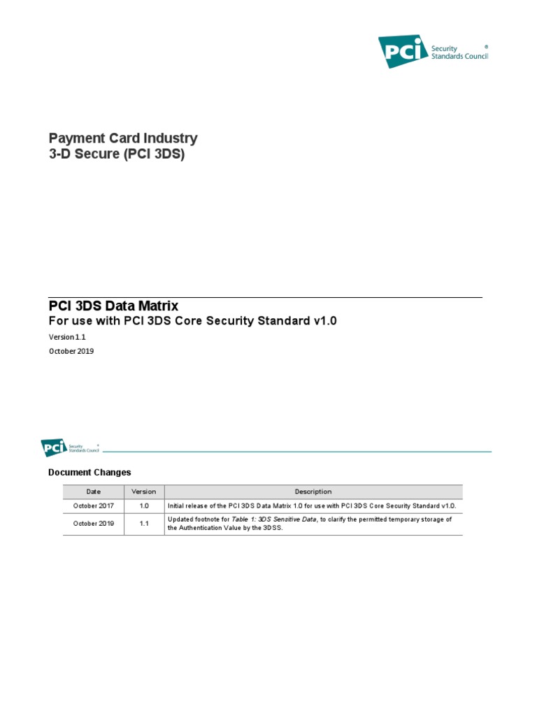 PCI 3DS Data Matrix v1 - 1 | PDF | Payment Card Industry Data Security ...