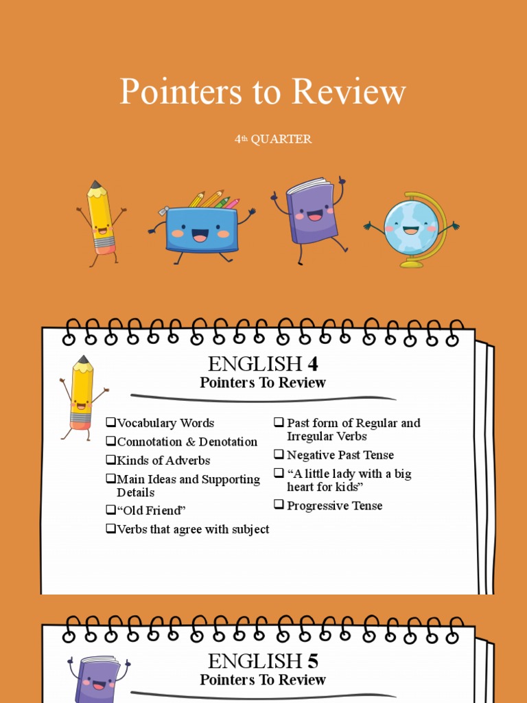 Pointers To Review: 4 Quarter | PDF | Verb | Linguistics