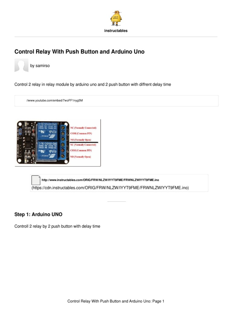 Controlling Two Relays with Push Buttons and Arduino Uno Using Time ...