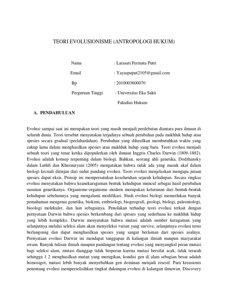 Teori Evolusionisme | PDF