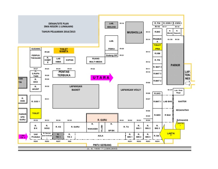 Denah/Site Plan Sma Negeri 1 Lumajang TAHUN PELAJARAN 2014/2015 | PDF