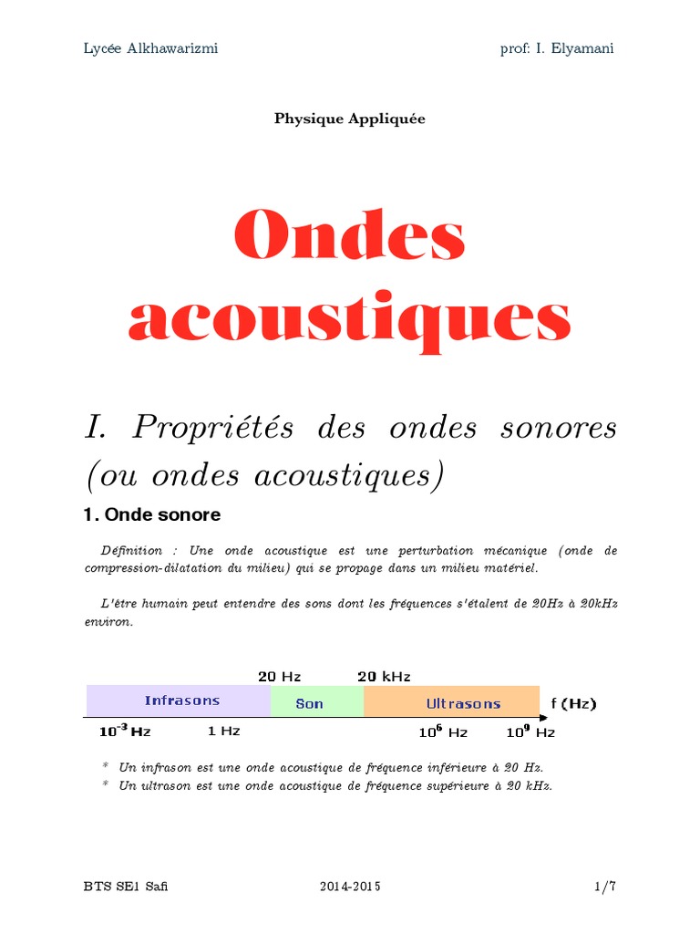 Ondes Acoustiques | PDF | Son | Fréquence