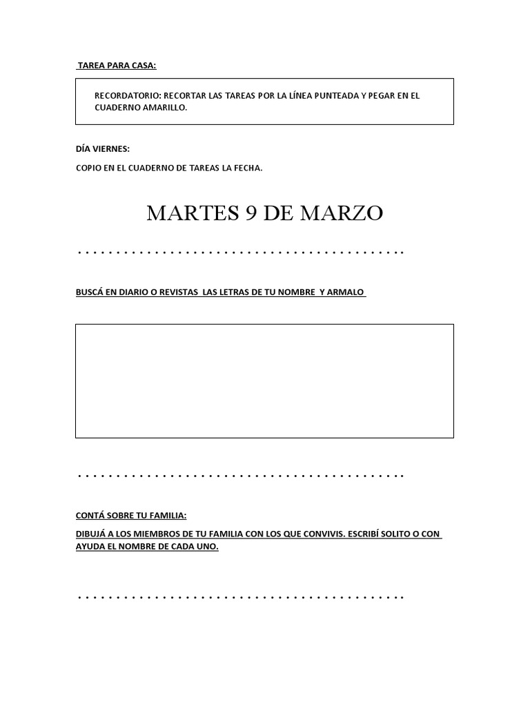 Tarea 1° Semana de Marzo | PDF | Hogar, jardinería y bricolaje