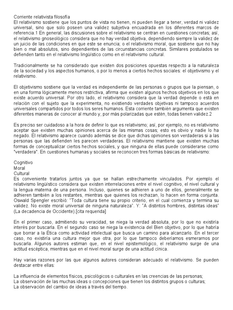 Relativismo: Verdades Subjetivas | PDF | Relativismo | Verdad