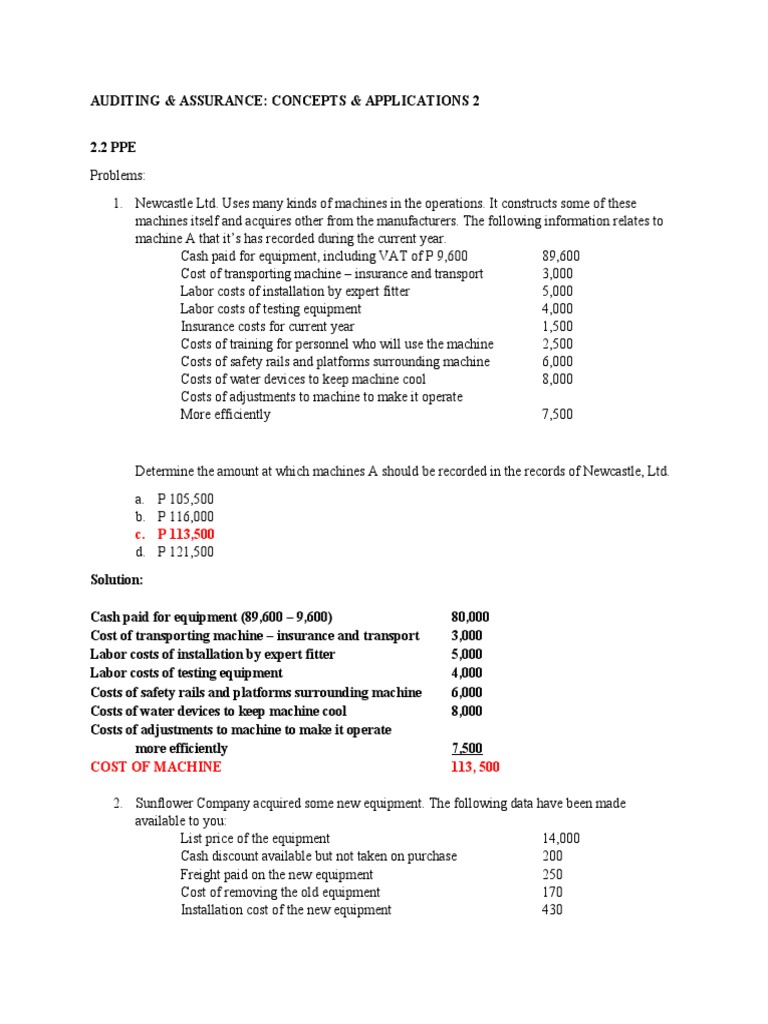 Auditing And Assurance Concepts And Applications 2 Pdf Depreciation Financial Services
