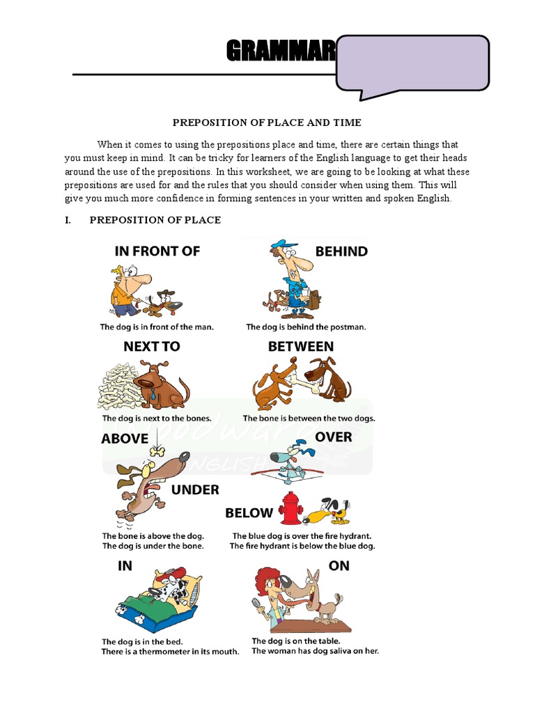 Preposition of Place and Time | PDF