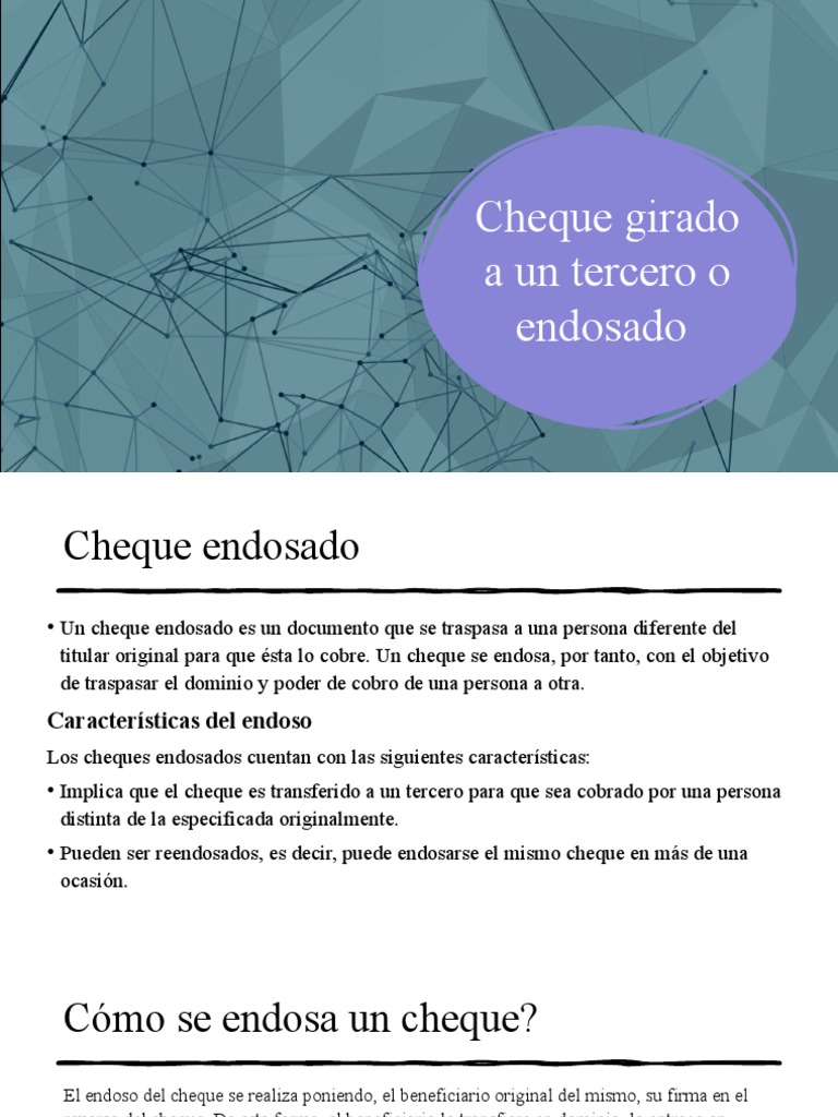 Cheque Girado A Un Tercero o Endosado | PDF | Negocios | Derecho