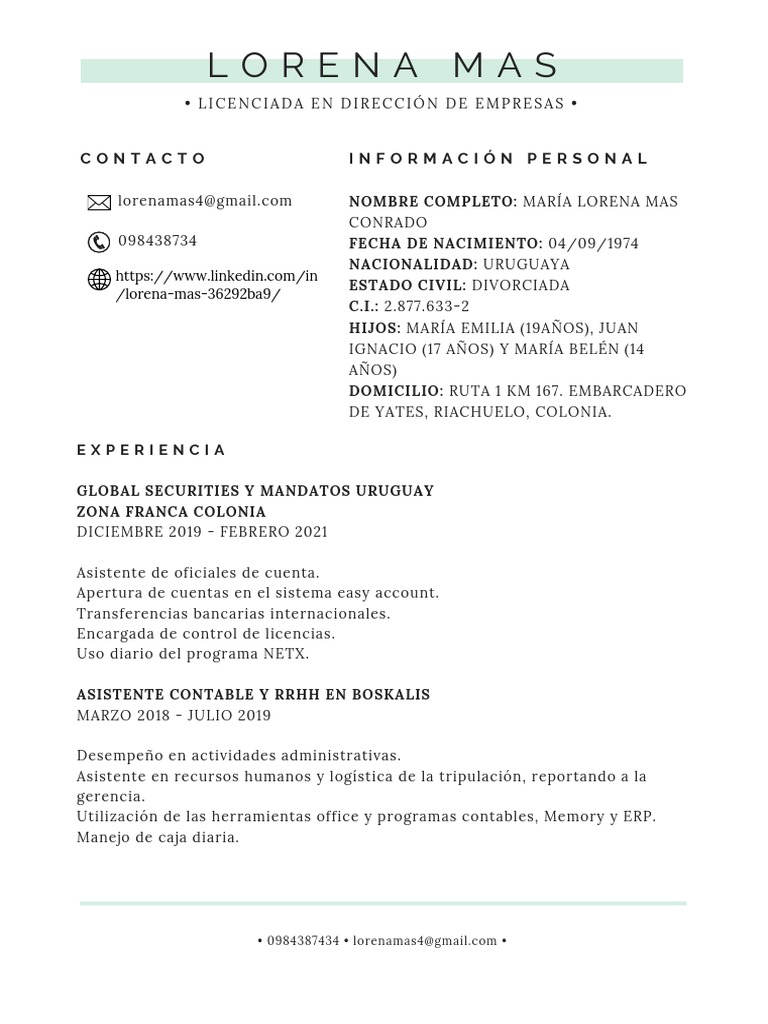 CV Lorena Mas 2021 | PDF | Planificación de recursos empresariales ...