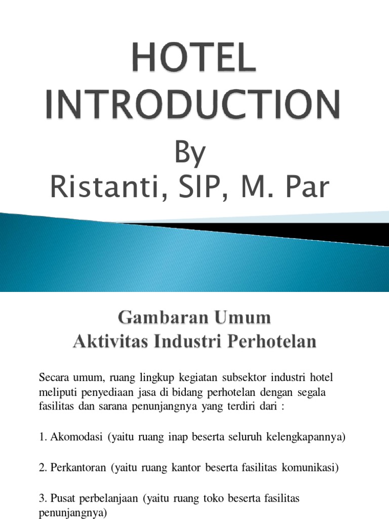 Materi Kuliah Pertemuan Ke 3 Hotel Introduction | PDF | Komputer