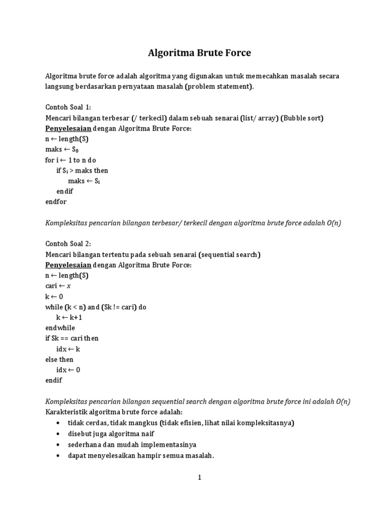 Algoritma Brute Force-01 | PDF | Metode & Bahan Ajar