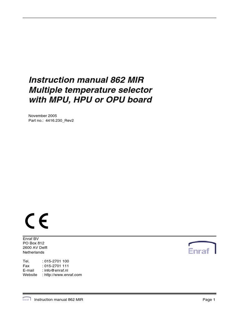 Instruction Manual 862 MIR Multiple Temperature Selector With MPU, HPU ...