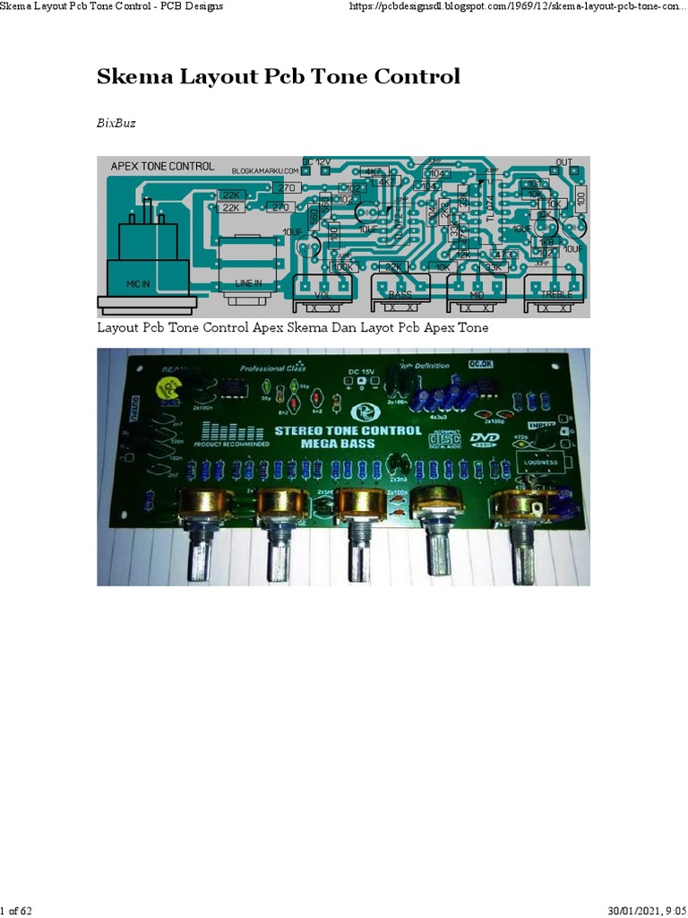 Tone Control PCB - Circuits | PDF | Printed Circuit Board | Operational ...