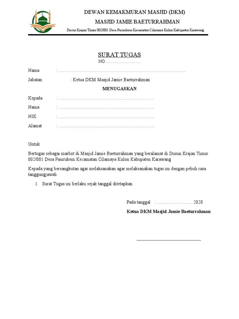 Surat Tugas DKM | PDF