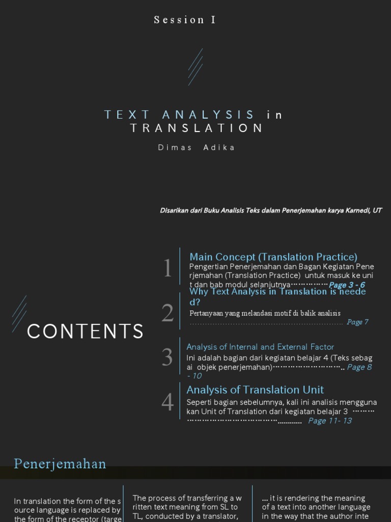 Text Analysis in Translation (Sesi 1) | PDF | Seni & Disiplin Bahasa