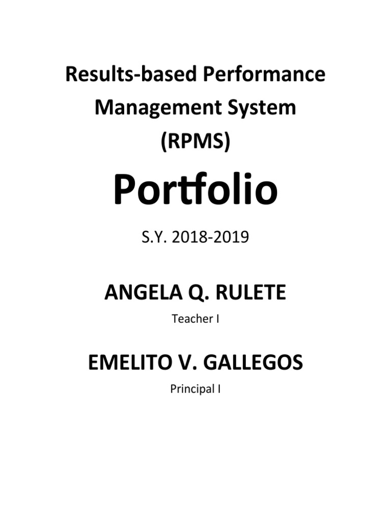 Results-Based Performance Management System (RPMS) : Portfolio | PDF