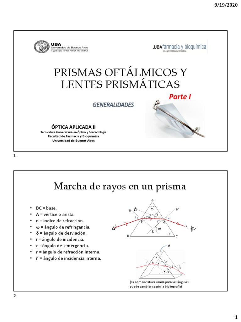Prismas Oftálmicos y Lentes Prismáticas | PDF | Refracción | Óptica