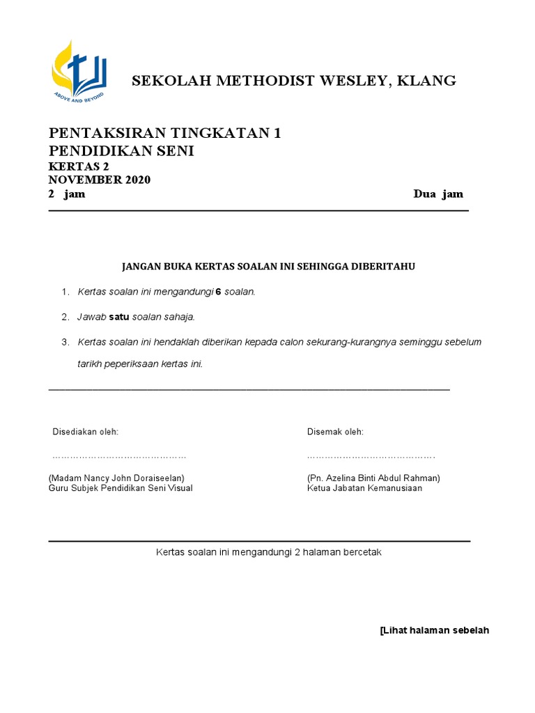 Kertas 2-PSV Form 1 | PDF