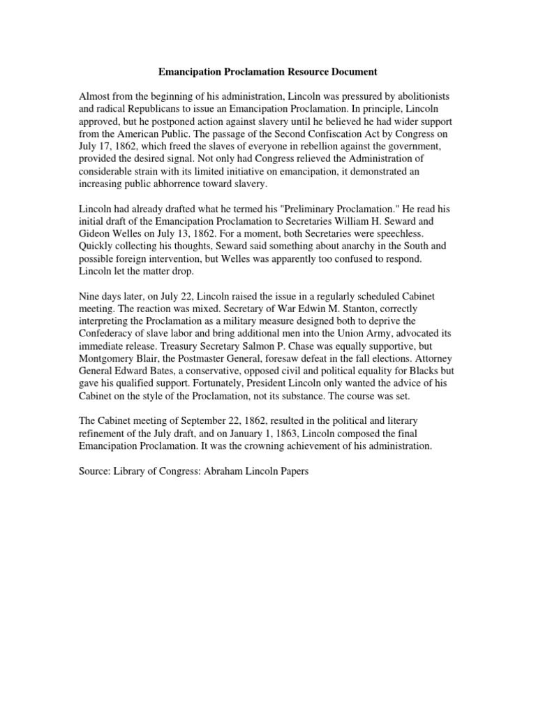 Emancipation Proclamation | PDF | Emancipation Proclamation | Abraham ...