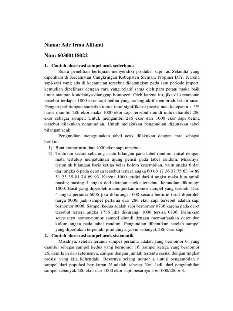 Contoh Teknik Pengambilan Sampel | PDF