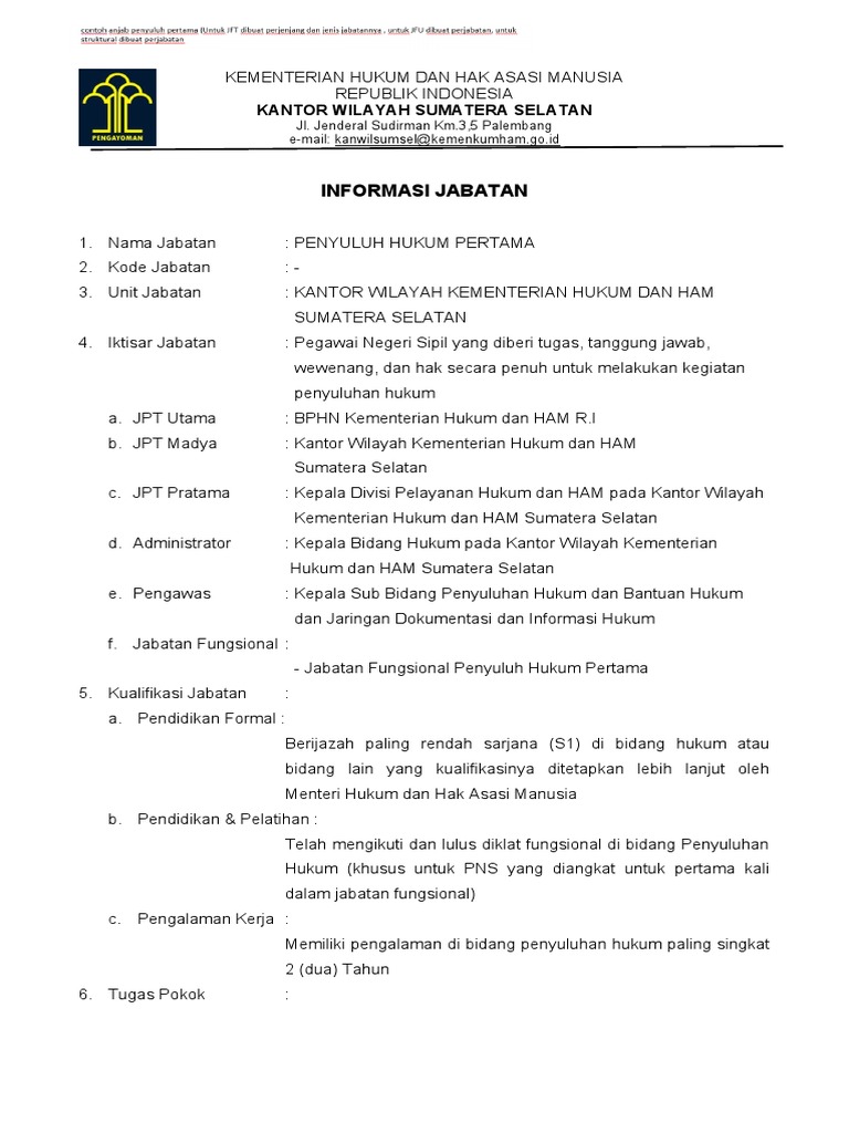Format Contoh Anjab Penyuluh Pertama (Untuk JFT Dibuat Perjenjang Dan ...