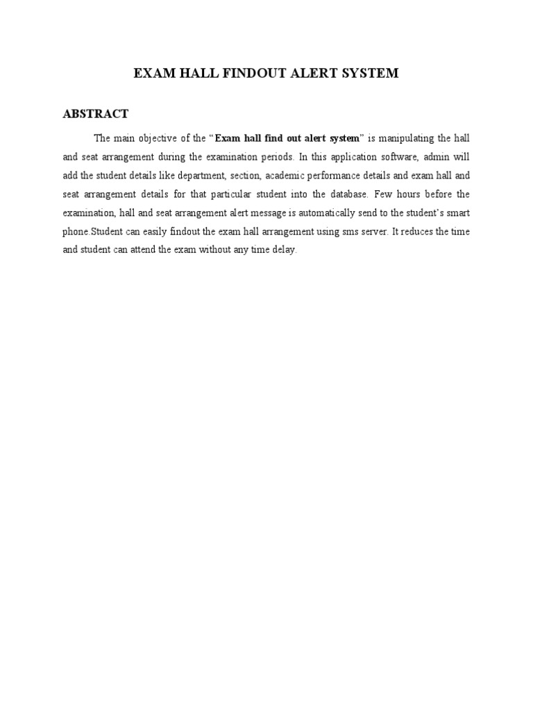 Exam Hall Findout Alert System | PDF | Test (Assessment) | Application ...