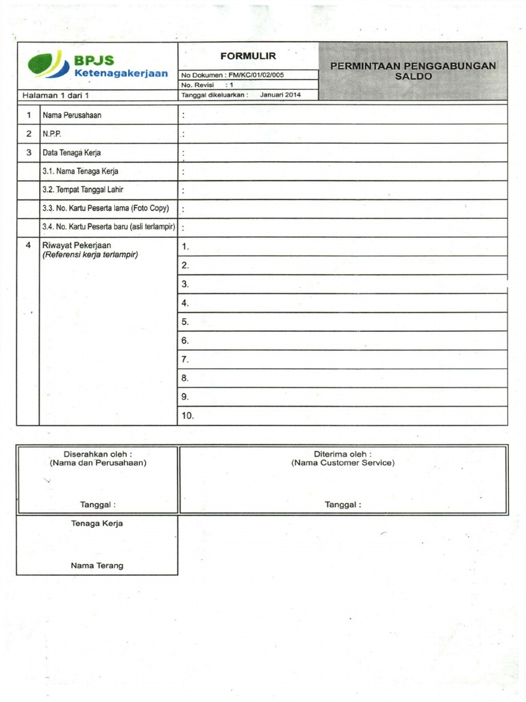 Form BPJS Amalgamasi | PDF