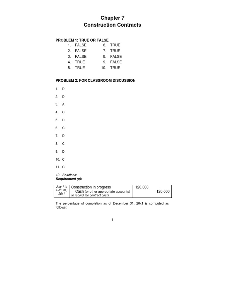 Chapter 7 Construction Contracts | PDF | Cost | Liability (Financial ...